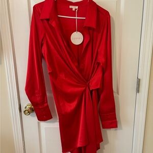 A Shené Collection | Dresses | Len Satin Shirt Dress | Poshmark
